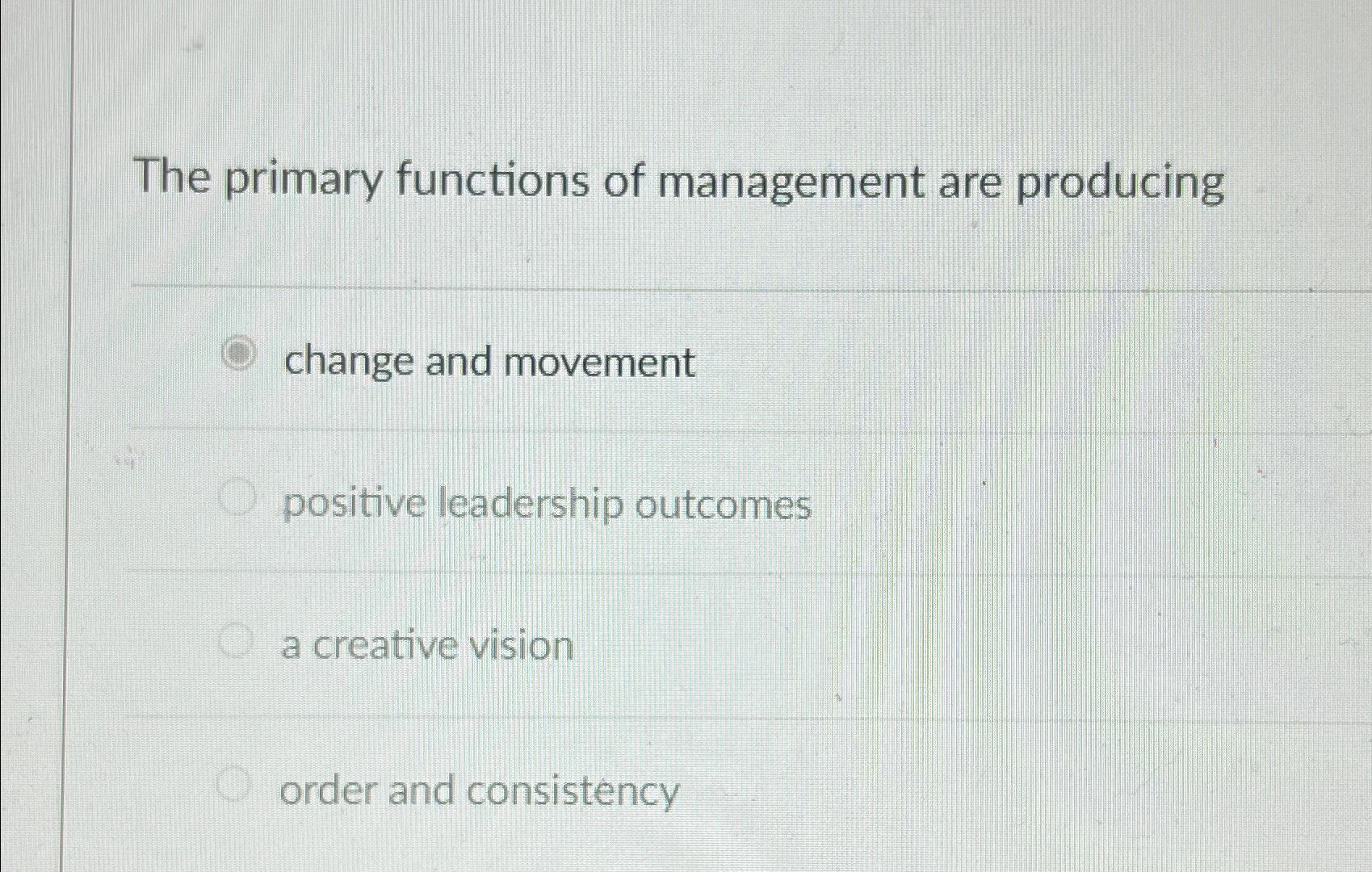 Solved The primary functions of management are | Chegg.com