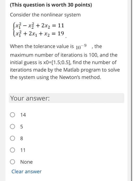 Solved (This question is worth 30 points) Consider the | Chegg.com