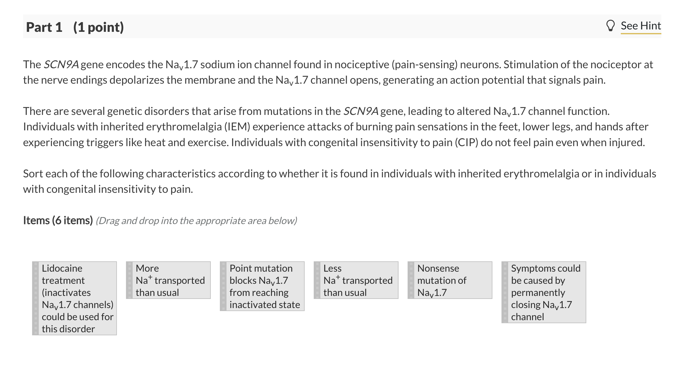Solved Part 1 (1 ﻿point)The SCN9A gene encodes the Nav1.7 | Chegg.com