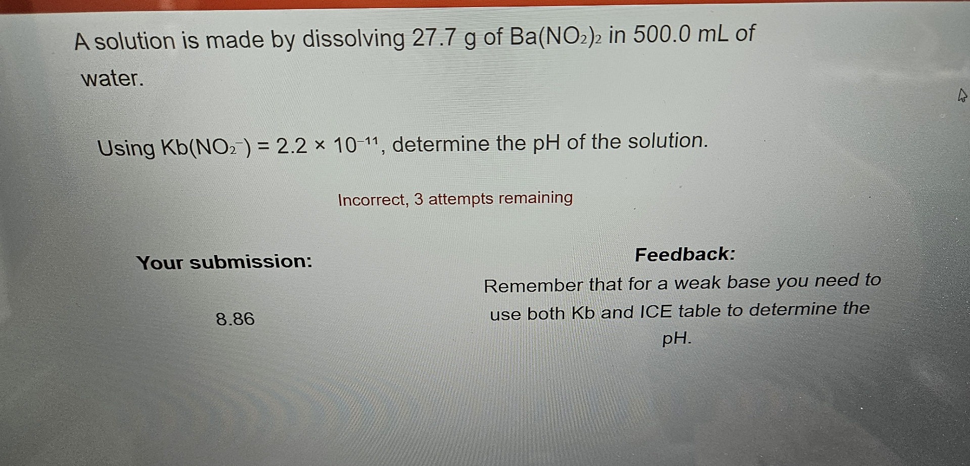 Solved A solution is made by dissolving 27.7g of Ba(NO:2 ﻿in | Chegg.com