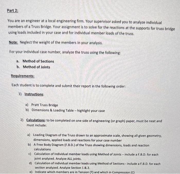 Solved Truss Project Dimensions \& Loading TableYou are an | Chegg.com
