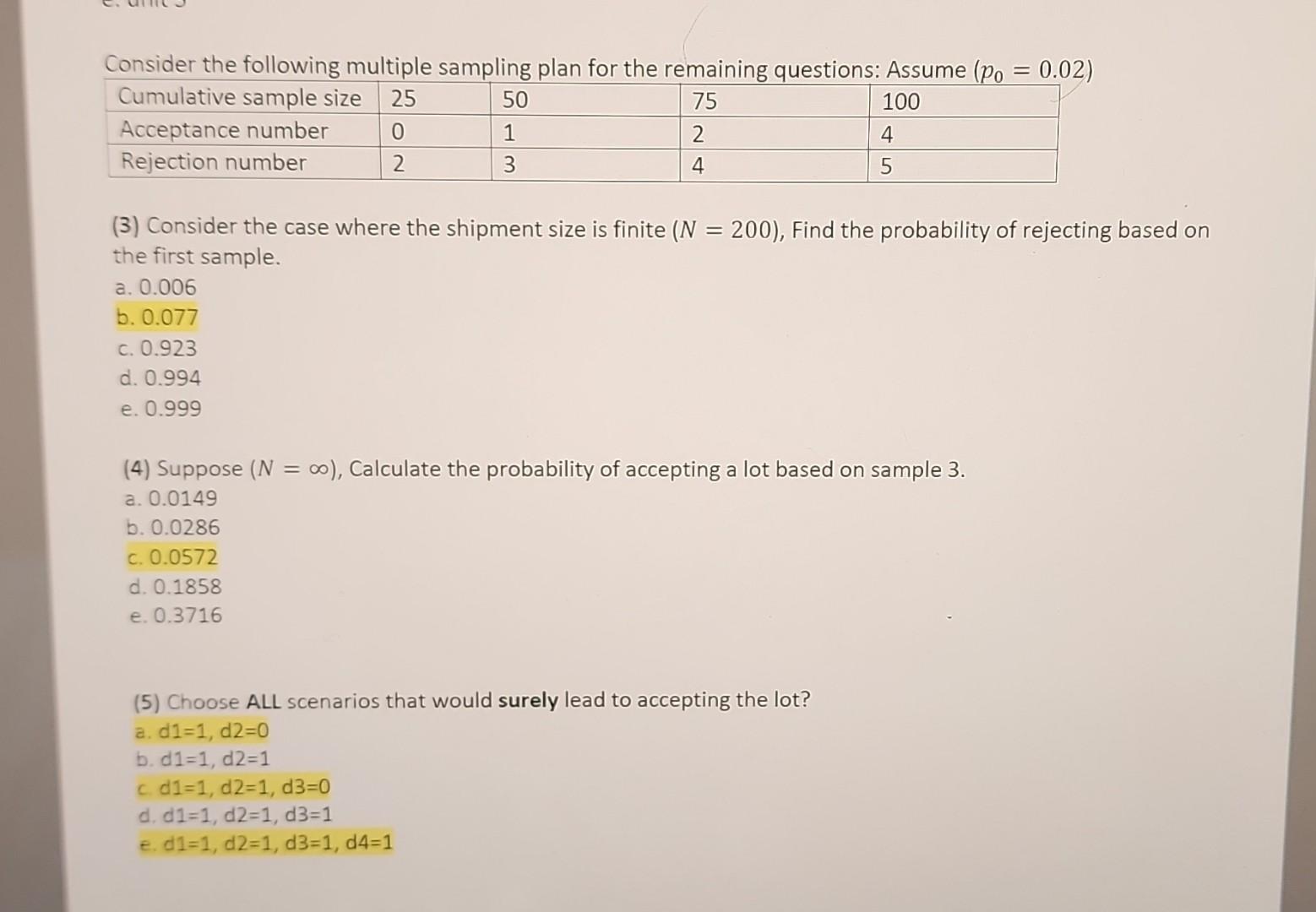 Consider the following multiple sampling plan for the | Chegg.com