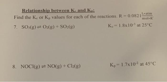 Solved Relationship between Kc and Kn : Find the Kc or Kp | Chegg.com