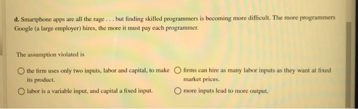 Solved Producer Behavior -- End of Chapter Problem In parts | Chegg.com