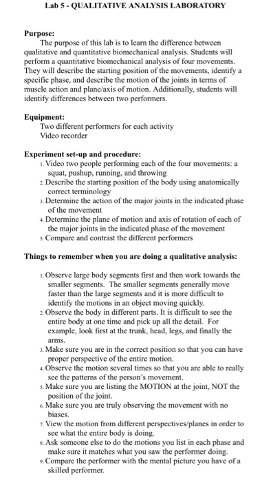Lab 5 - QUALITATIVE ANALYSIS LABORATORY Purpose: The | Chegg.com