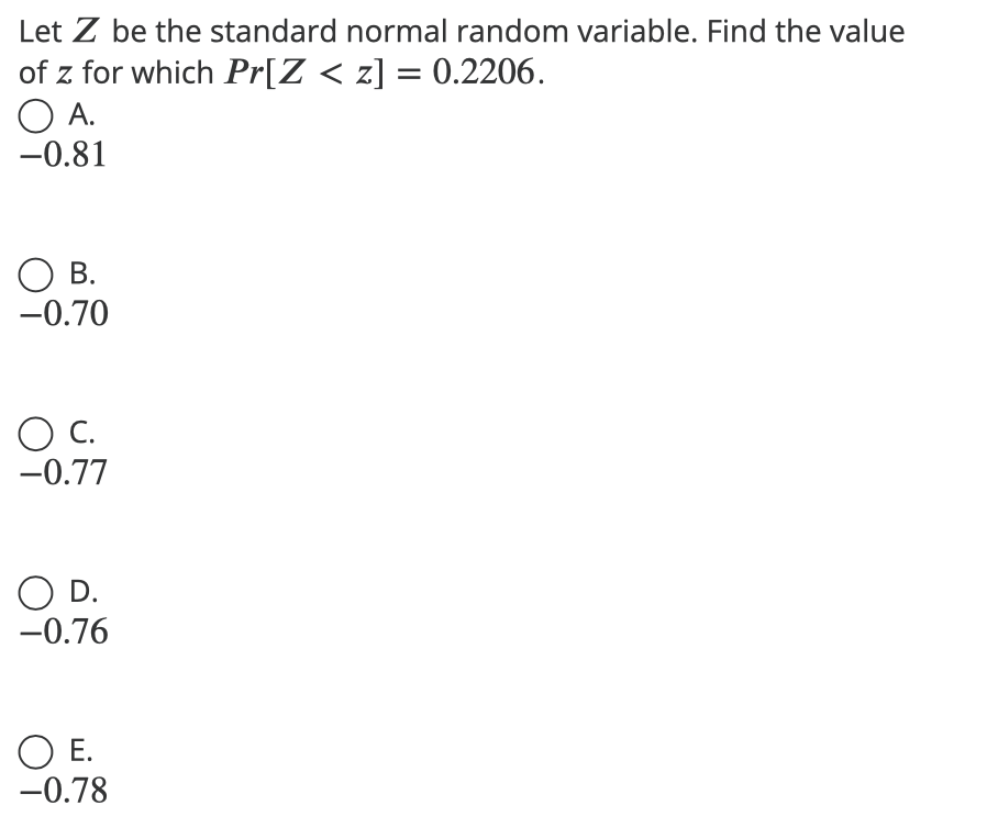 Solved Let Z be The Standard Normal Random Variable Find