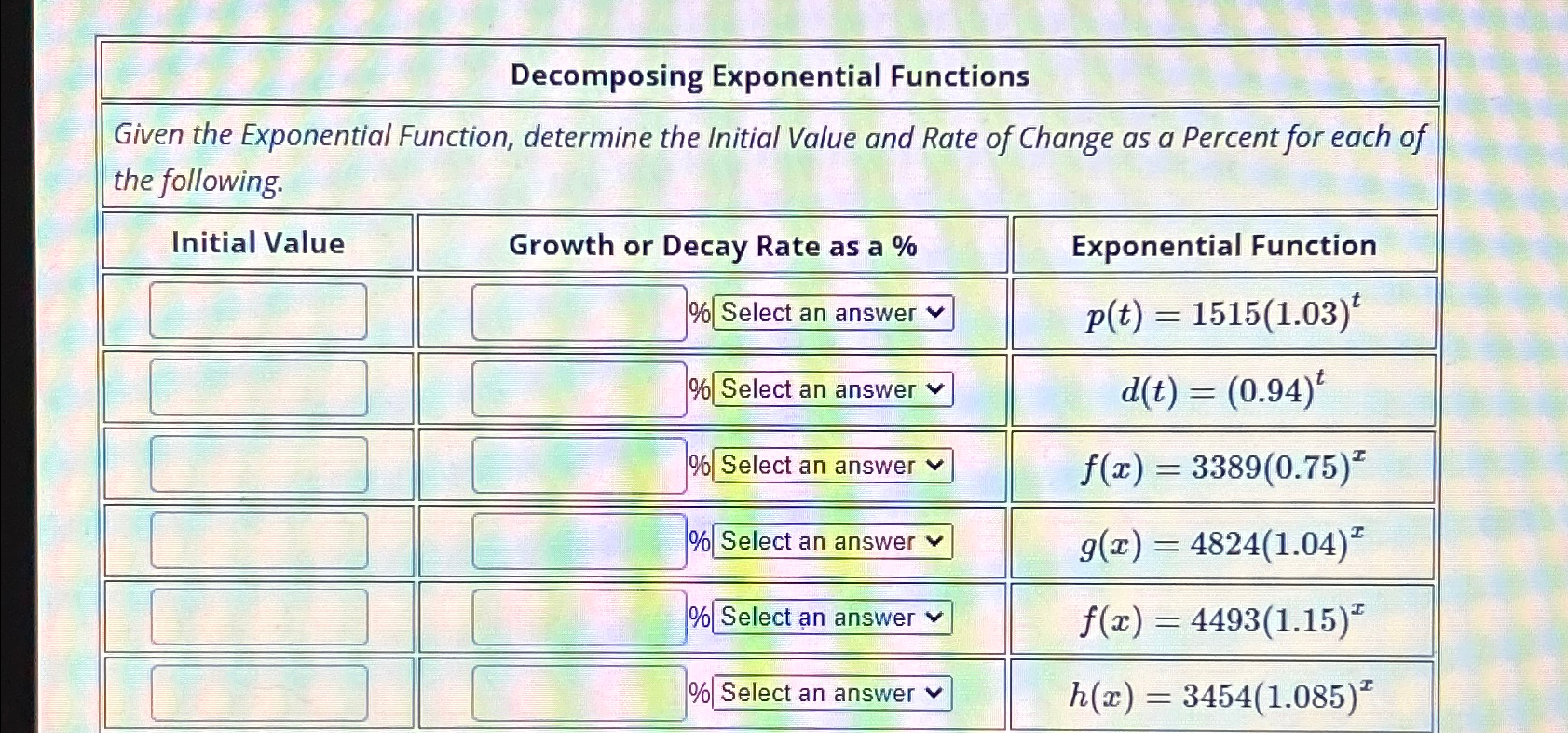 Solved Decomposing Exponential FunctionsGiven the | Chegg.com