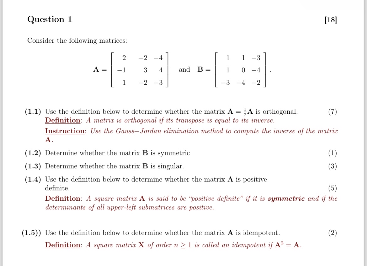 Solved Question 1Consider the following | Chegg.com