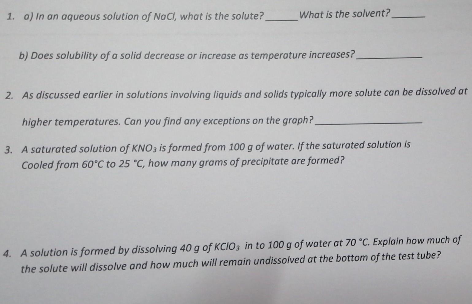 Solved 1. a) In an aqueous solution of NaCl, what is the | Chegg.com