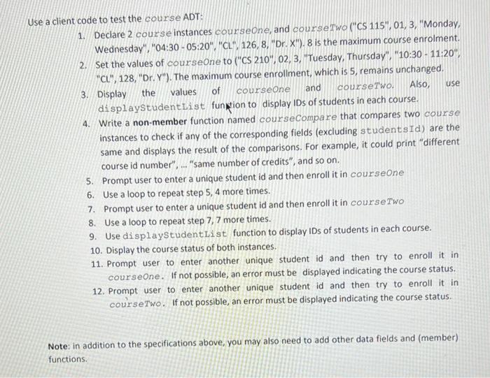 Solved Write a CH program that defines an abstract data type | Chegg.com