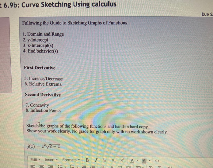 Solved t6.9b: Curve Sketching Using calculus Due S Following | Chegg.com