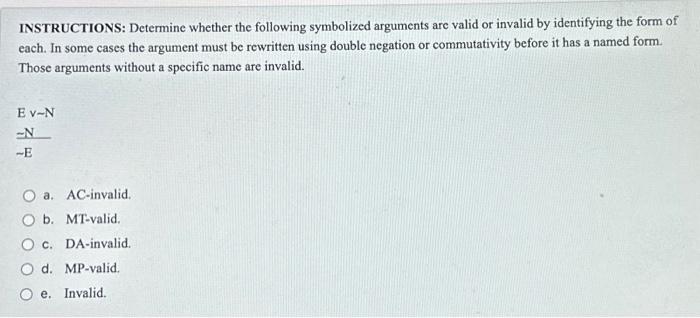 INSTRUCTIONS: Determine whether the following | Chegg.com