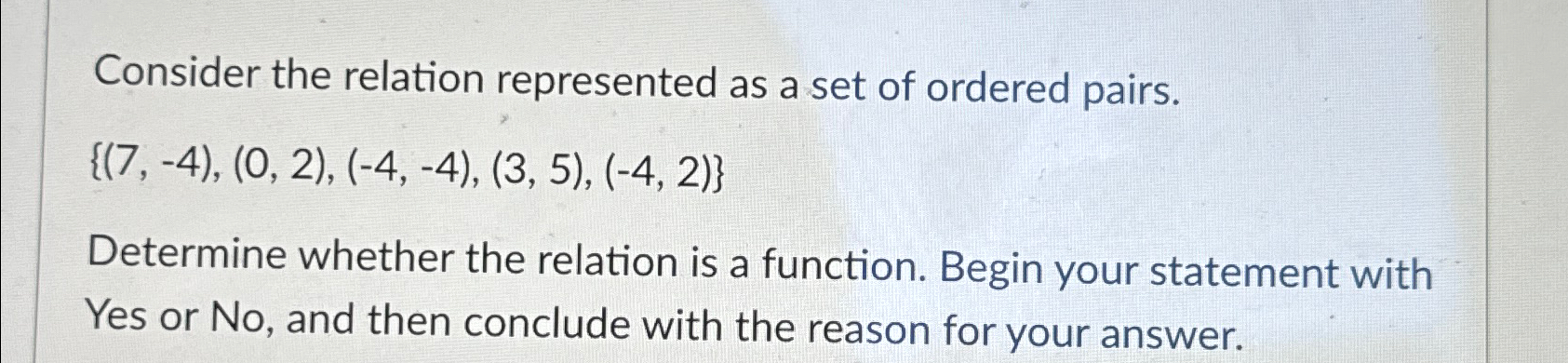 Solved Consider the relation represented as a set of ordered | Chegg.com