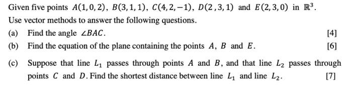 Solved Given five points | Chegg.com