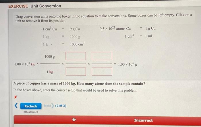 Solved EXERCISE Unit Conversion Drag conversion units onto | Chegg.com