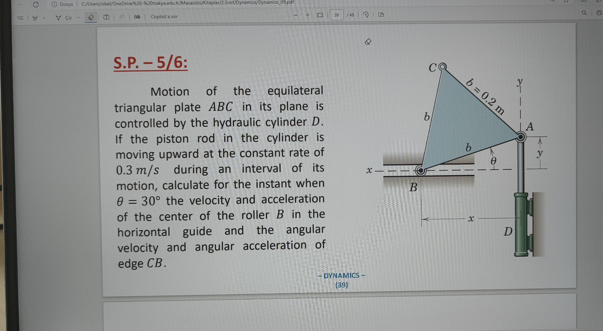 S.P. - 5/6:Motion of the equilateral triangular plate | Chegg.com