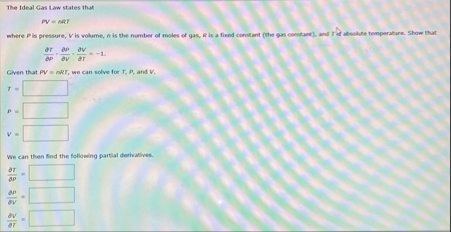 Solved The Ideal Gas Law states | Chegg.com