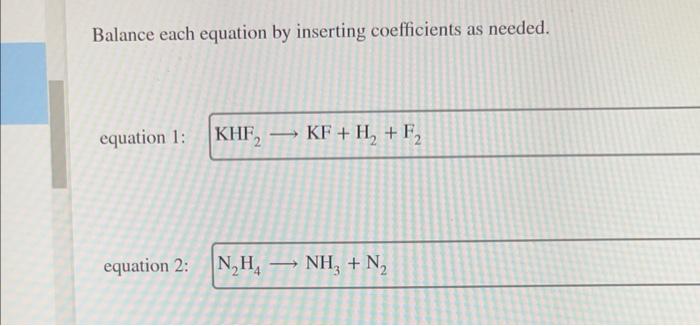 Solved Balance each equation by inserting coefficients as | Chegg.com