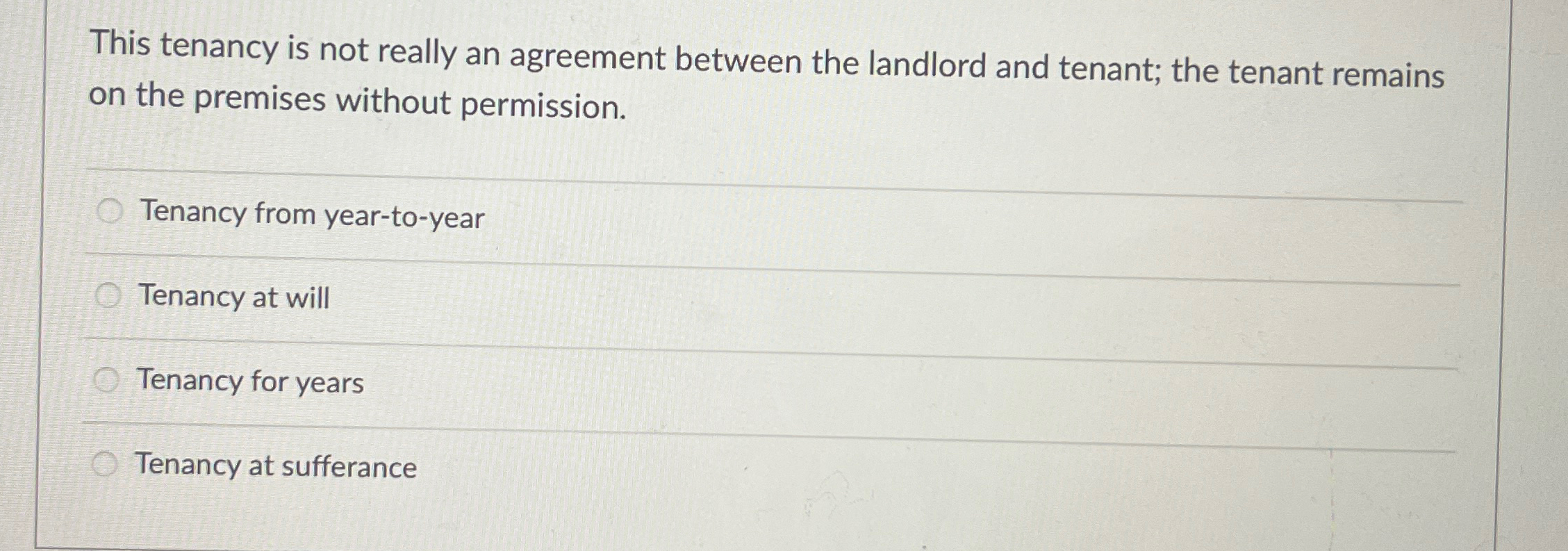 Solved This tenancy is not really an agreement between the | Chegg.com