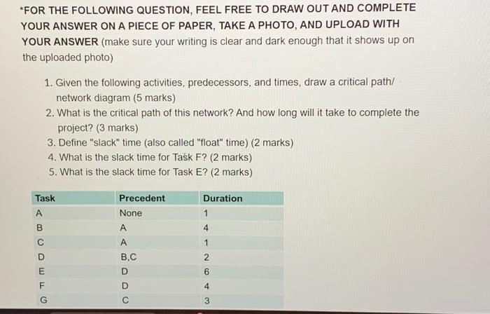Solved ∗ FOR THE FOLLOWING QUESTION, FEEL FREE TO DRAW OUT | Chegg.com