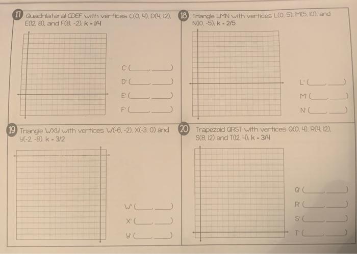 Solved Triangle QRS with vertices Q(−4,1),R(0,3), and (10) | Chegg.com