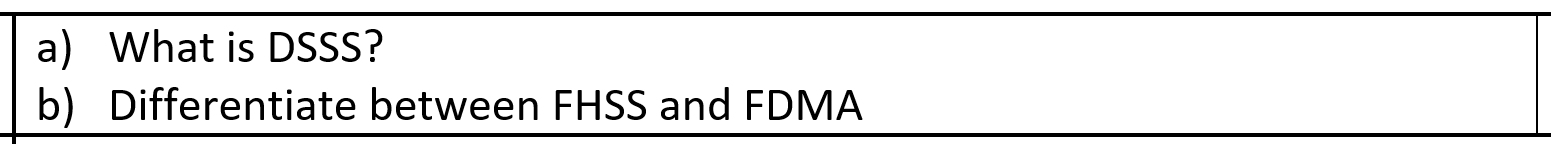 Solved a) ﻿What is DSSS?b) ﻿Differentiate between FHSS and | Chegg.com
