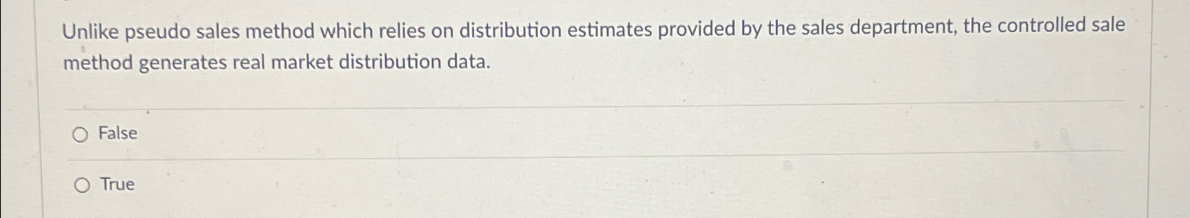 Solved Unlike pseudo sales method which relies on | Chegg.com