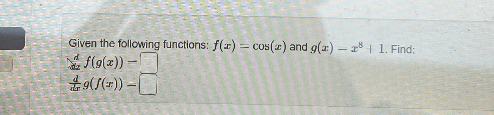 Solved Given the following functions: f(x)=cos(x) ﻿and | Chegg.com