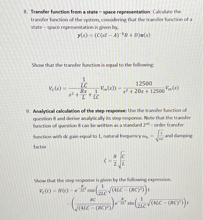 Solved 8. Transfer function from a state-space | Chegg.com Solved 8. Transfer function from a state-space | Chegg.com