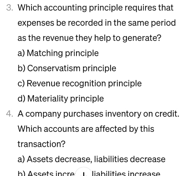 Solved Which accounting principle requires that expenses be | Chegg.com