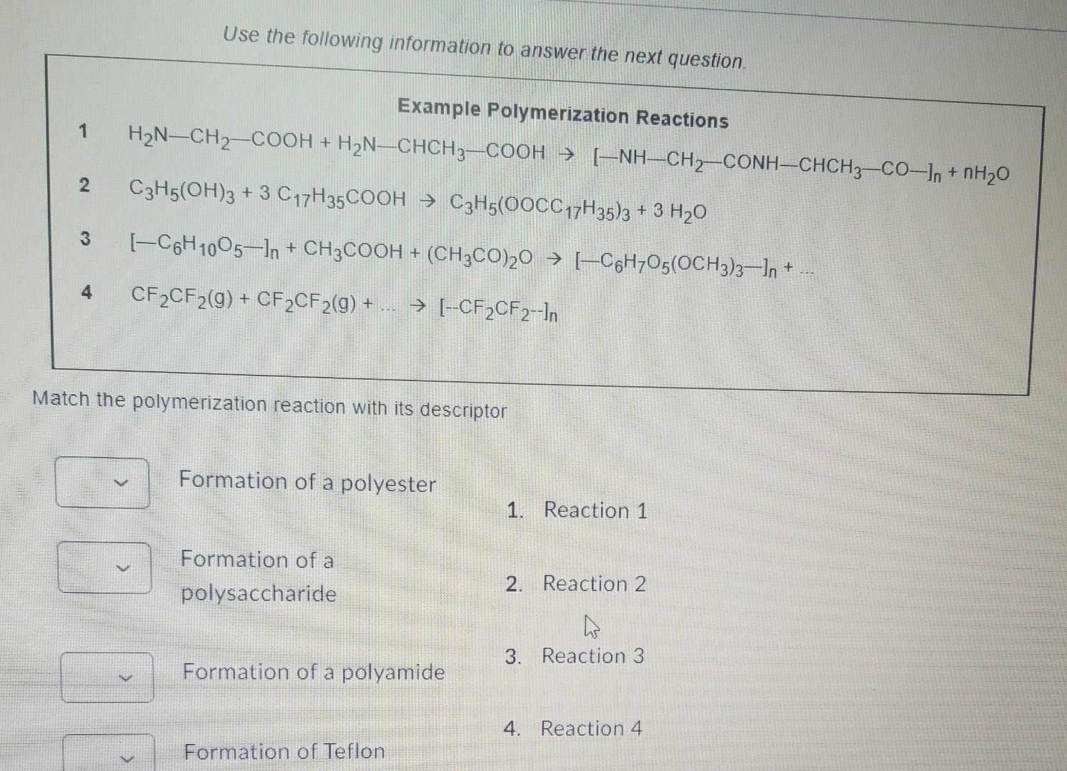 Solved Using the numbers for the list, match each reaction | Chegg.com