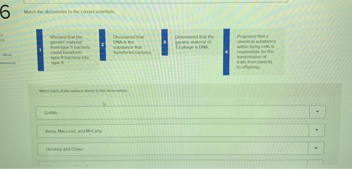 Solved 6 Match the discoveries to the correct scientists -7 | Chegg.com