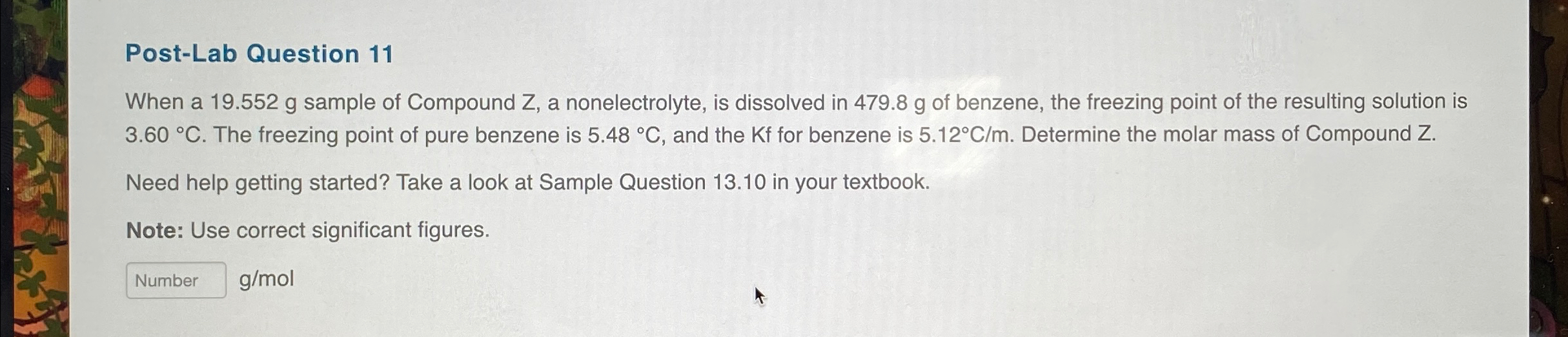 Solved Post-Lab Question 11When a 19.552g ﻿sample of | Chegg.com