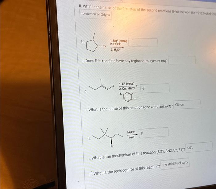Solved Below you will find twelve (12) reaction products | Chegg.com