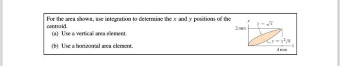 For the area shown, use integration to determine the | Chegg.com