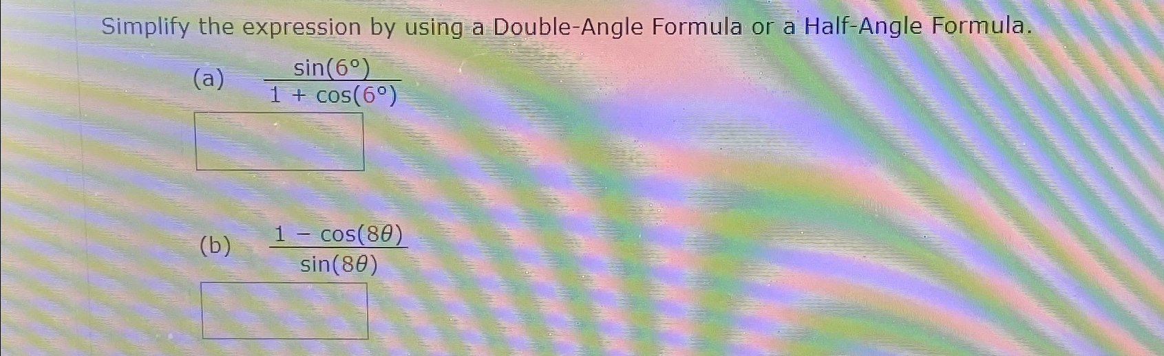 Solved Simplify the expression by using a Double-Angle | Chegg.com
