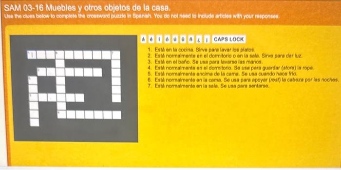 SAM 03-16 Muebles y otros objetos de la casa. Use the | Chegg.com