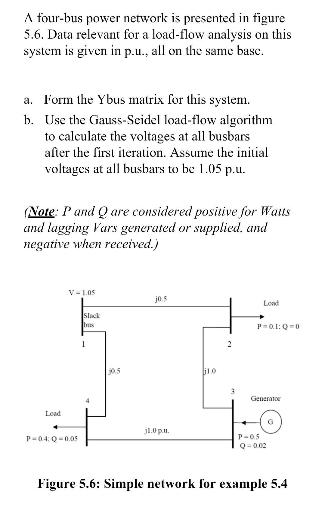 Solved A four-bus power network is presented in figure 5.6. | Chegg.com
