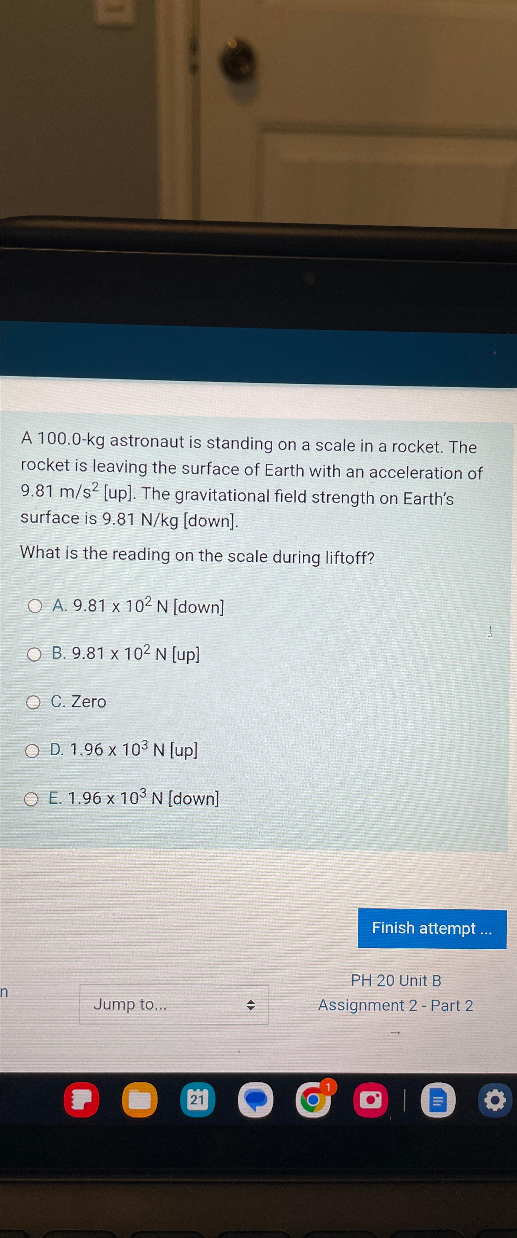 Solved A 100.0-kg ﻿astronaut is standing on a scale in a | Chegg.com