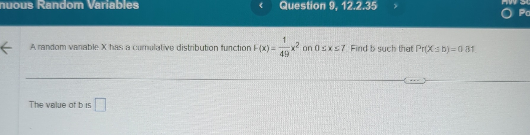 Solved A random variable x ﻿has a cumulative distribution | Chegg.com