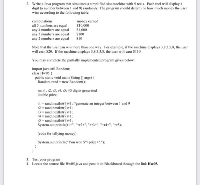 Solved 2. Write a Java program that simulates a simplified | Chegg.com