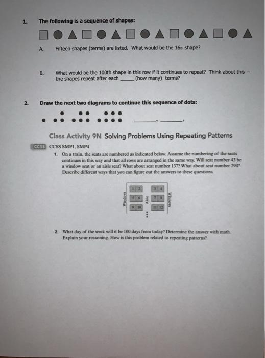 Solved 9.5: Sequences Class Activity 9M I Reasoning About | Chegg.com