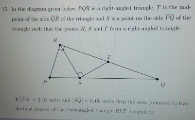 Solved In the diagram given below PQR ﻿is a right-angled | Chegg.com