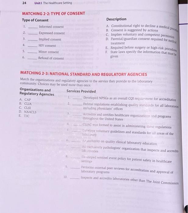 Solved MATCHING Use choices only once unless otherwise | Chegg.com