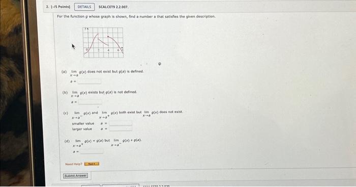 Solved for the function g whose graph is shown, find a | Chegg.com