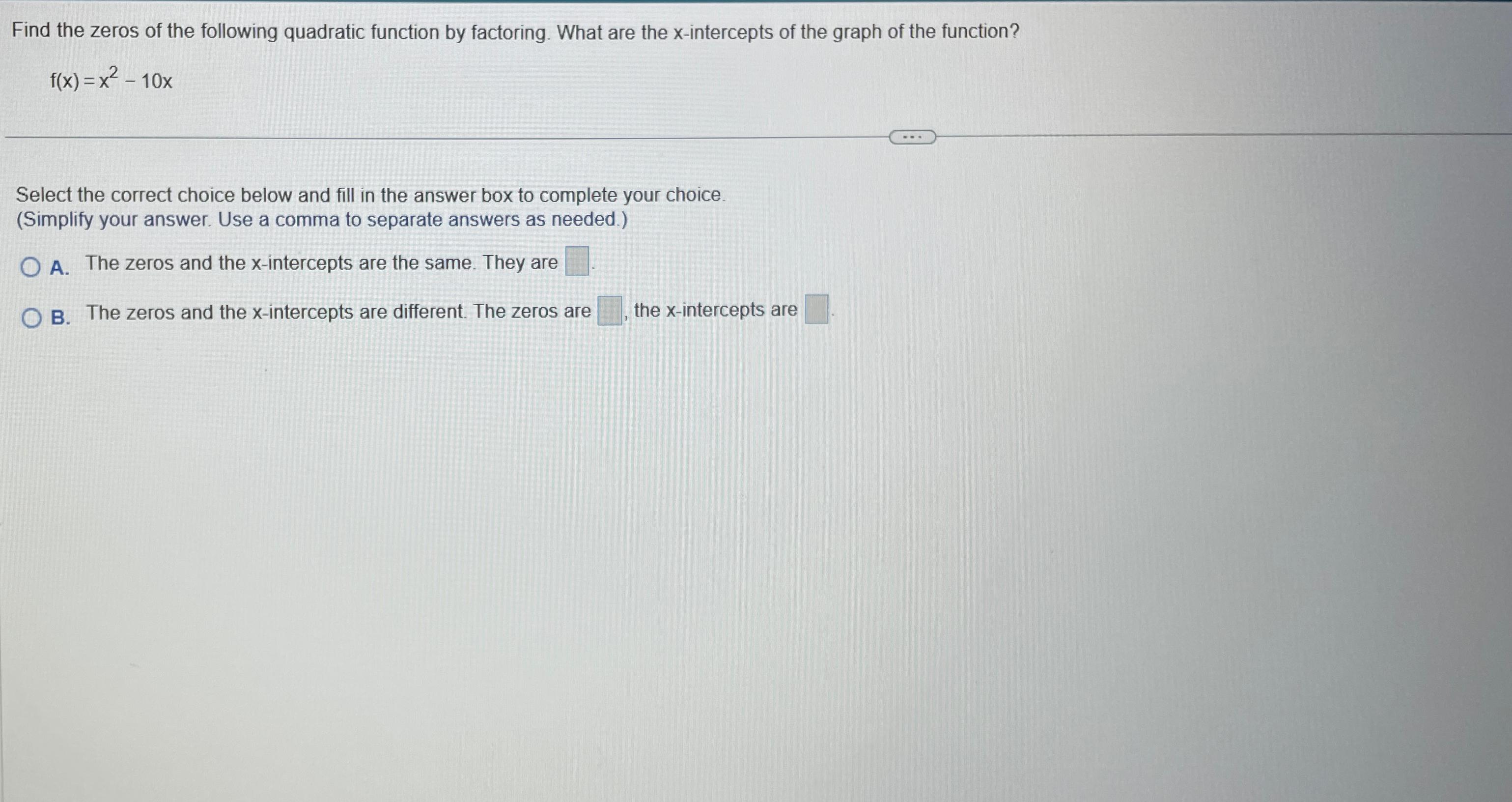Solved Find the zeros of the following quadratic function by | Chegg.com