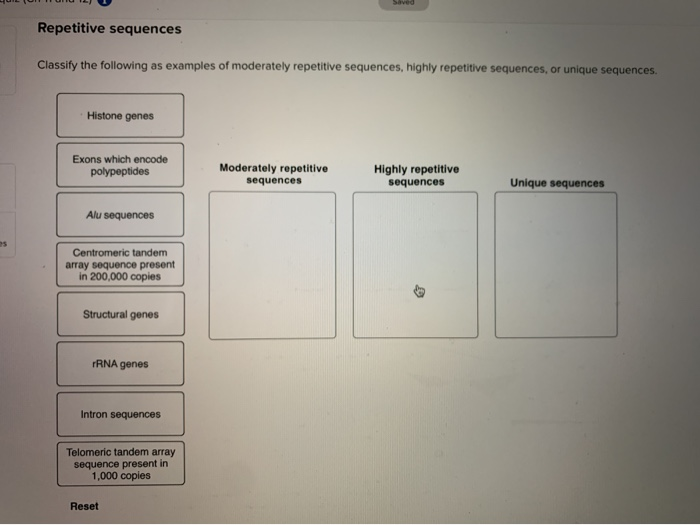 Solved Repetitive sequences Classify the following as | Chegg.com