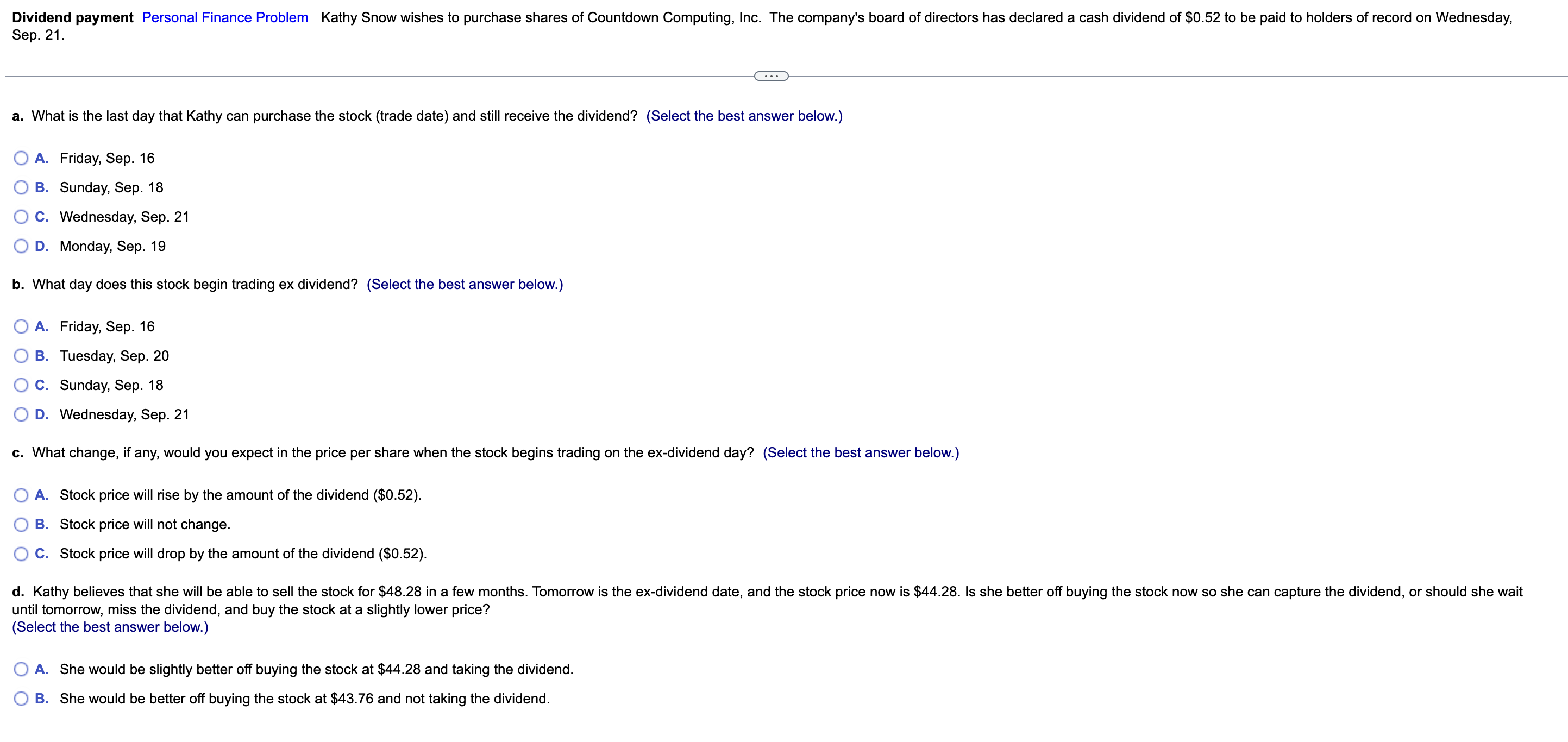 Solved Kathy Snow wishes to purchase shares of Countdown | Chegg.com