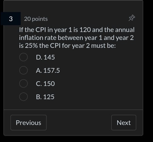 Solved 320 ﻿pointsIf the CPI in year 1 ﻿is 120 ﻿and the | Chegg.com