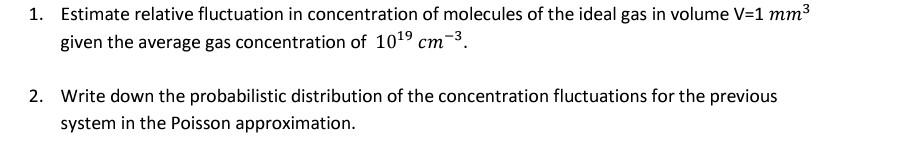 1. Estimate relative fluctuation in concentration of | Chegg.com